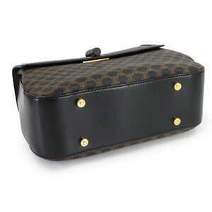 Celine | Bags | Celine Macadam Hand Shoulder Bag Leather Black Brown ...